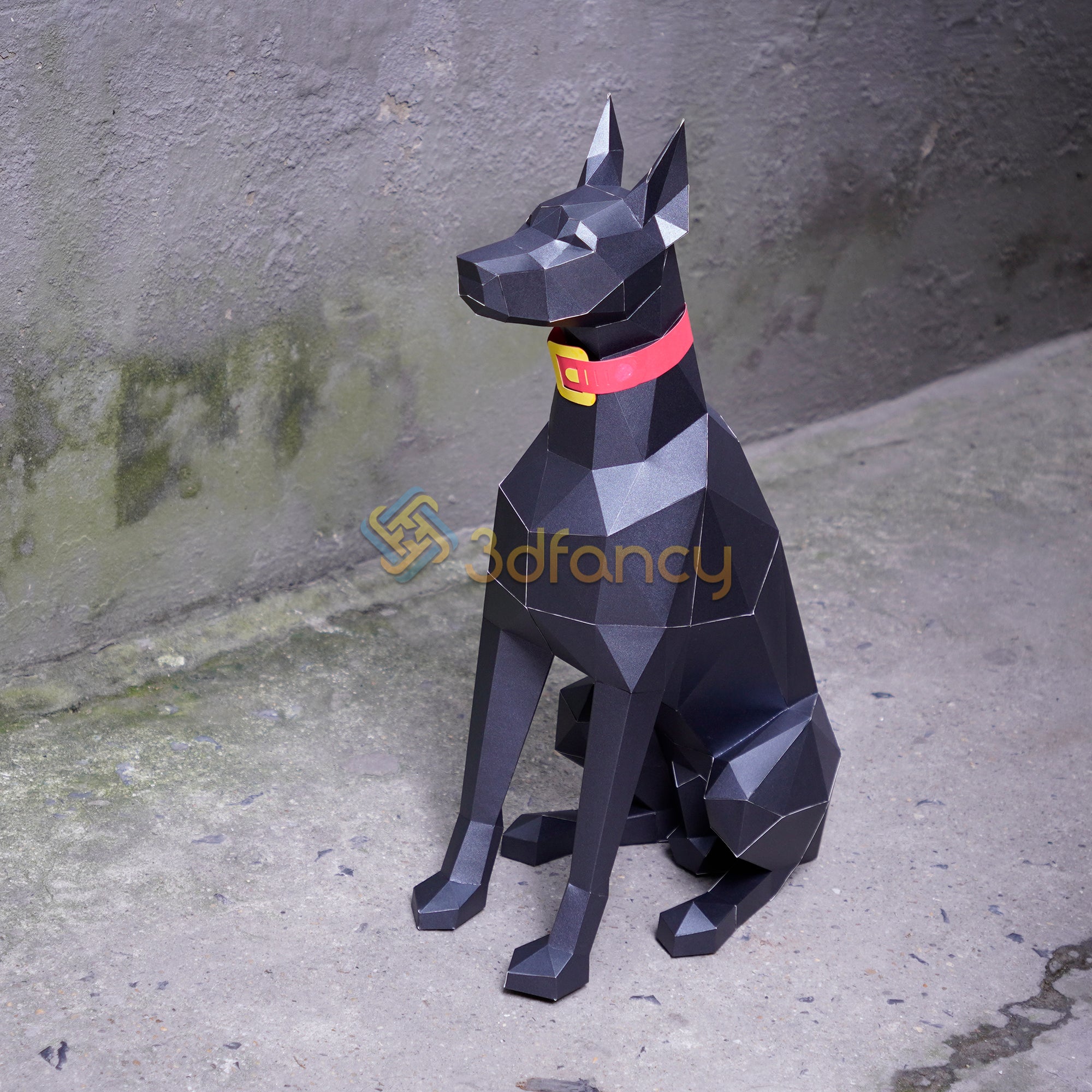 Doberman Papercraft PDF, SVG Template For Creating 3D Doberman Sit Low ...