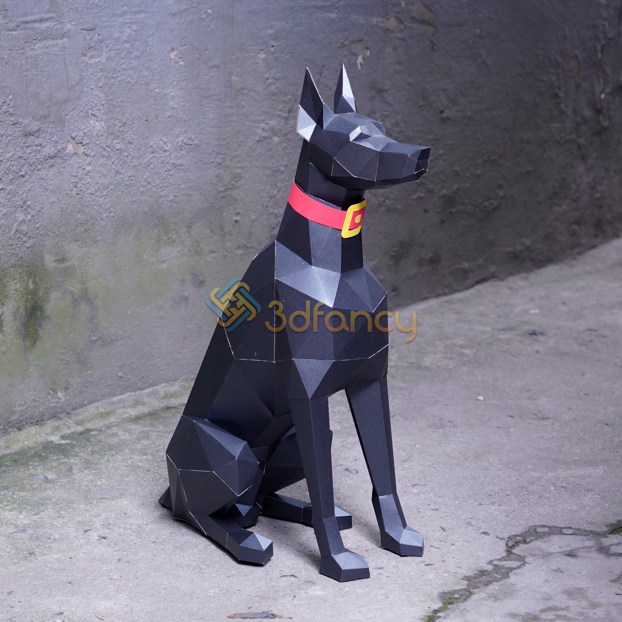 Doberman Papercraft PDF, SVG Template For Creating 3D Doberman Sit Low ...