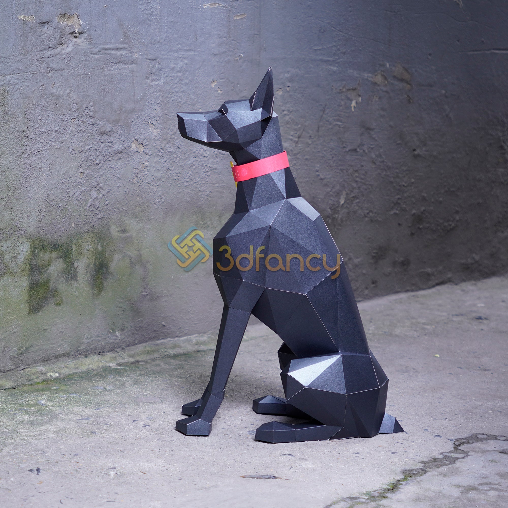 Doberman Papercraft PDF, SVG Template For Creating 3D Doberman Sit Low ...