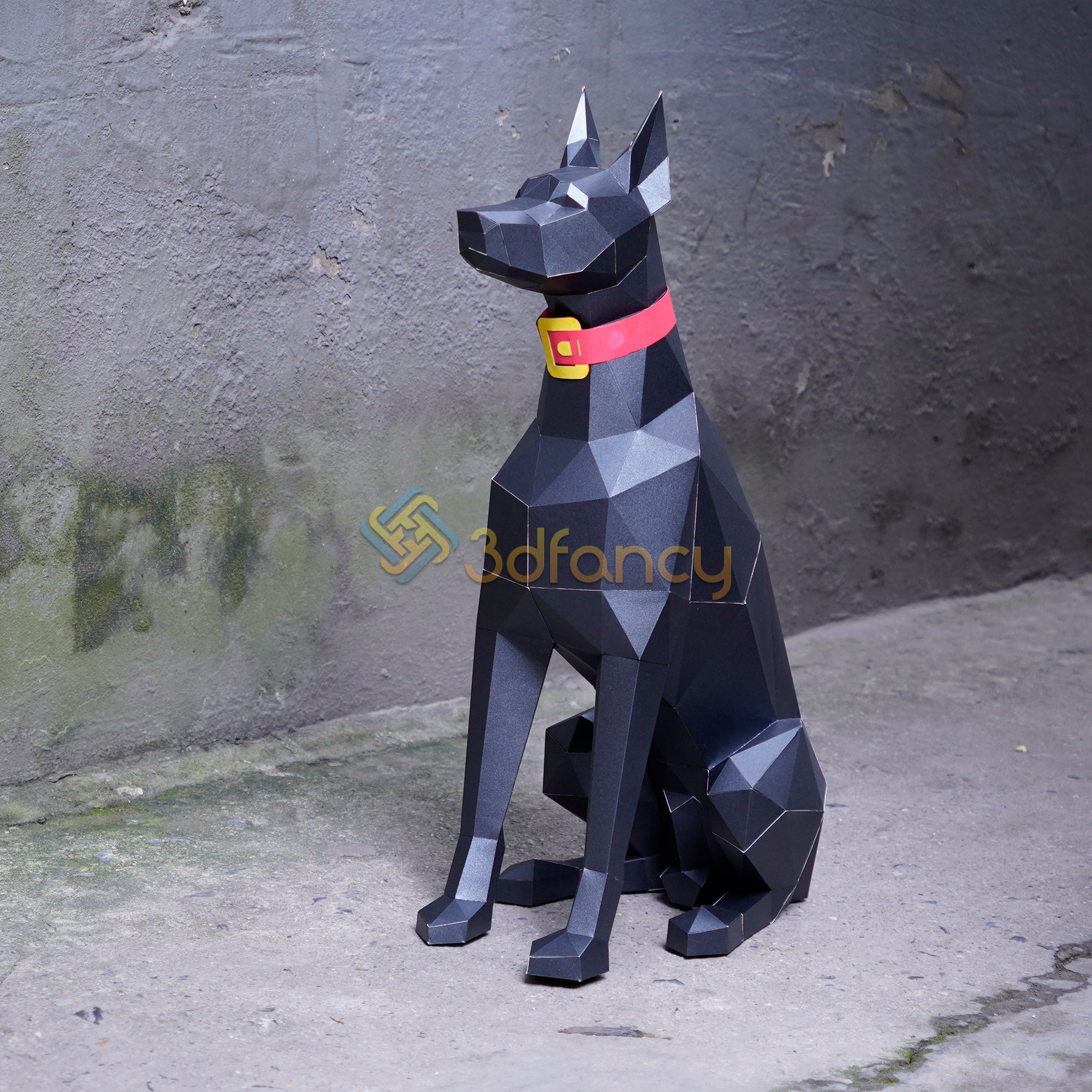 Doberman Papercraft PDF, SVG Template For Creating 3D Doberman Sit Low ...