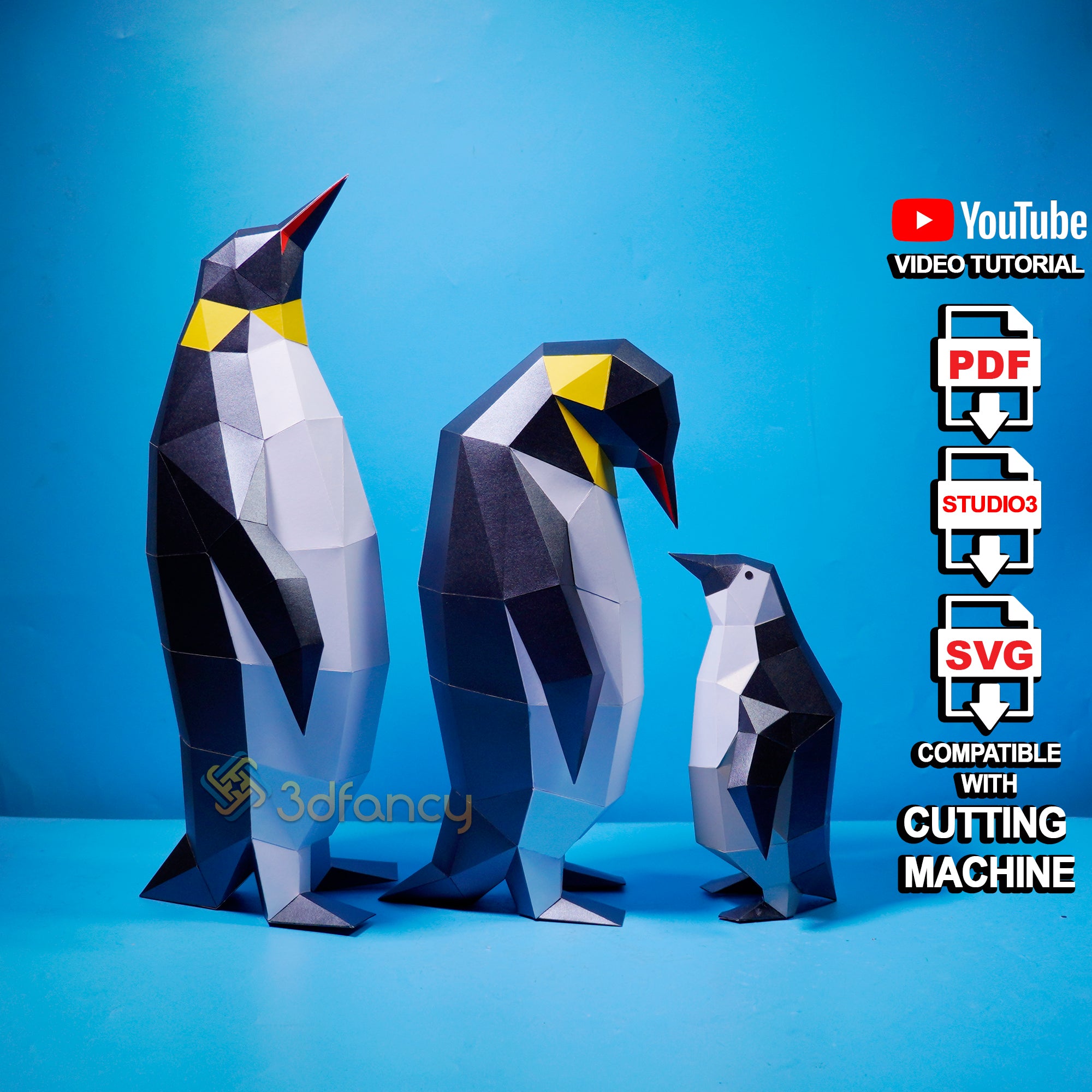 Family Penguin Papercraft PDF, SVG, Studio Template - DIY Papercraft E ...
