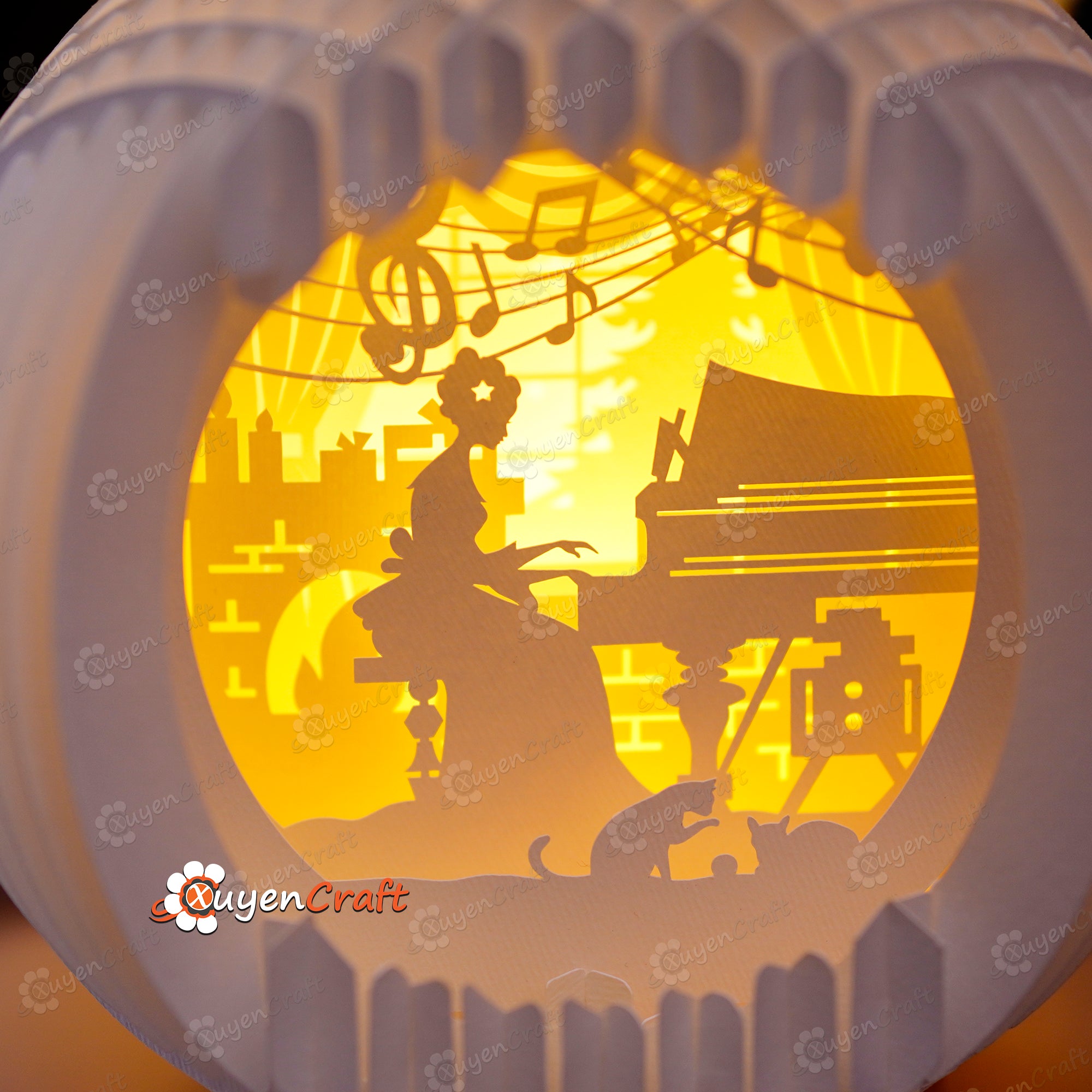 Pianist Sphere Popup PDF, SVG Template for Cricut Projects, ScanNut, C ...