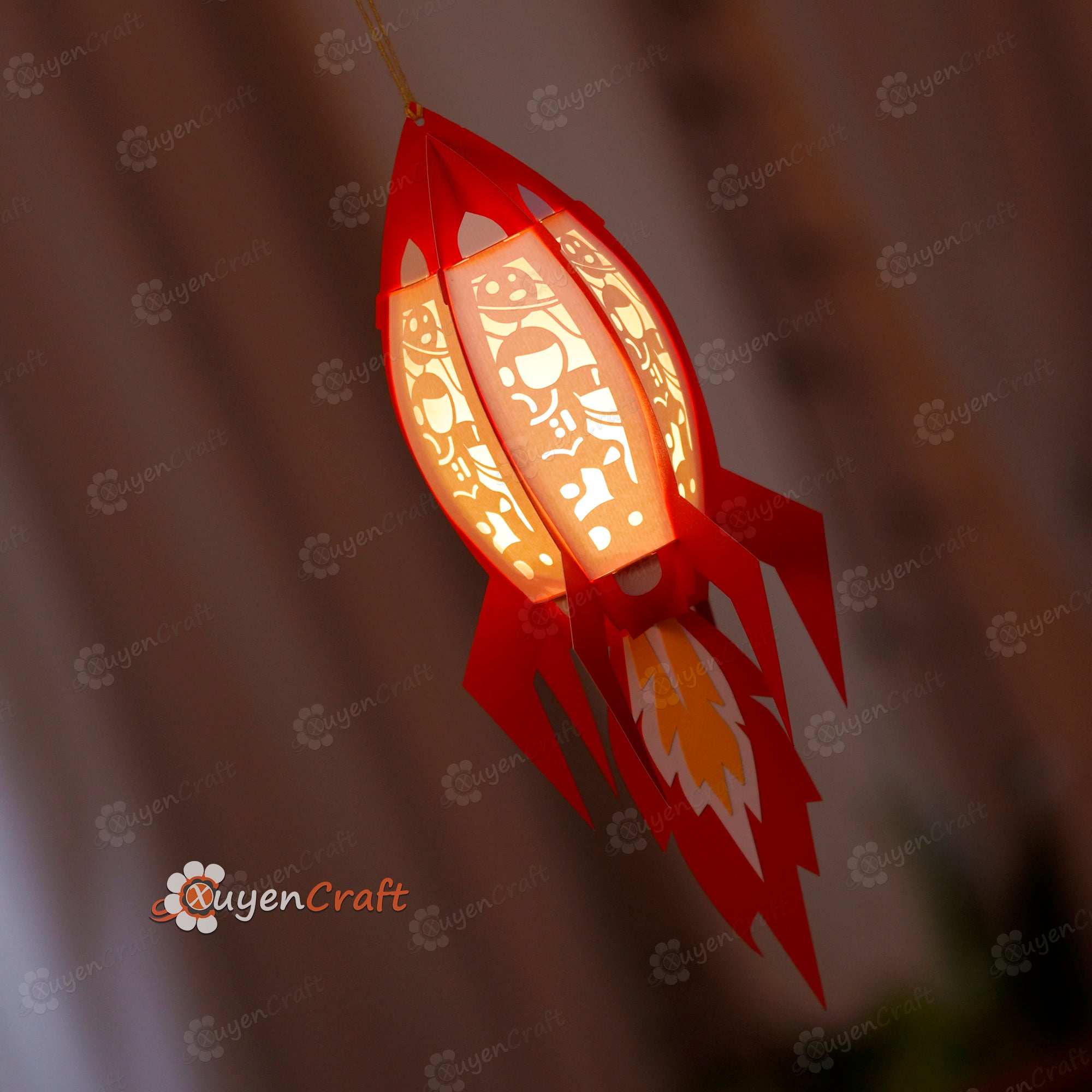 Rocket Lantern PDF, SVG, Studio Templates - DIY Spaceship Paper Lanter ...