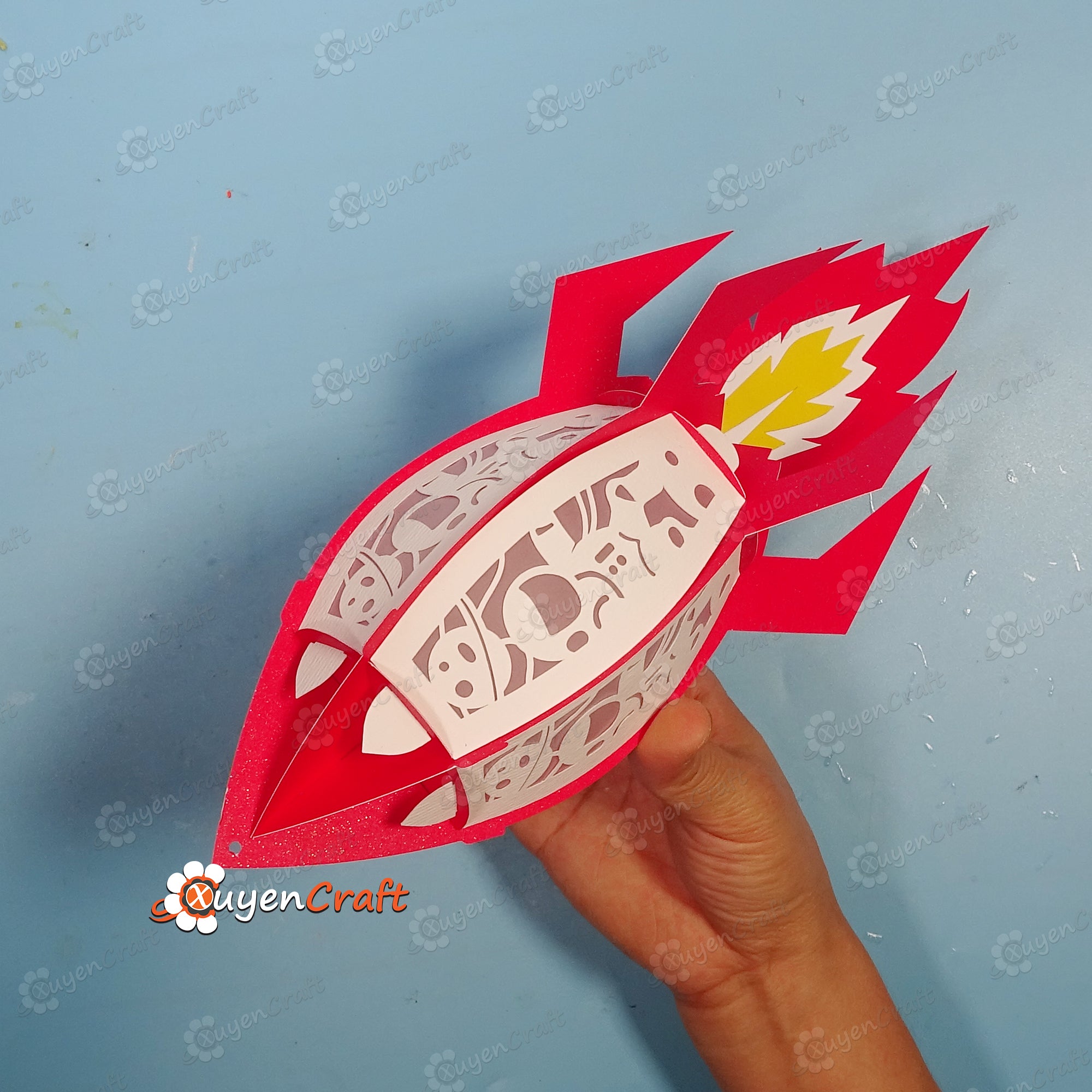 Rocket Lantern PDF, SVG, Studio Templates - DIY Spaceship Paper Lanter ...