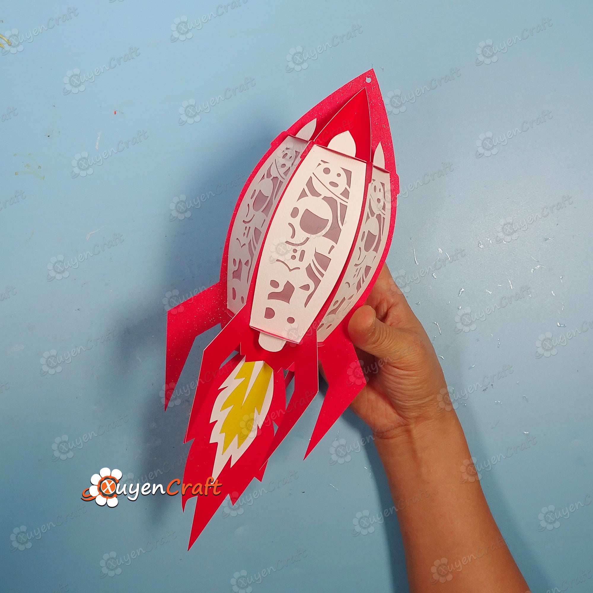 Rocket Lantern PDF, SVG, Studio Templates - DIY Spaceship Paper Lanter ...