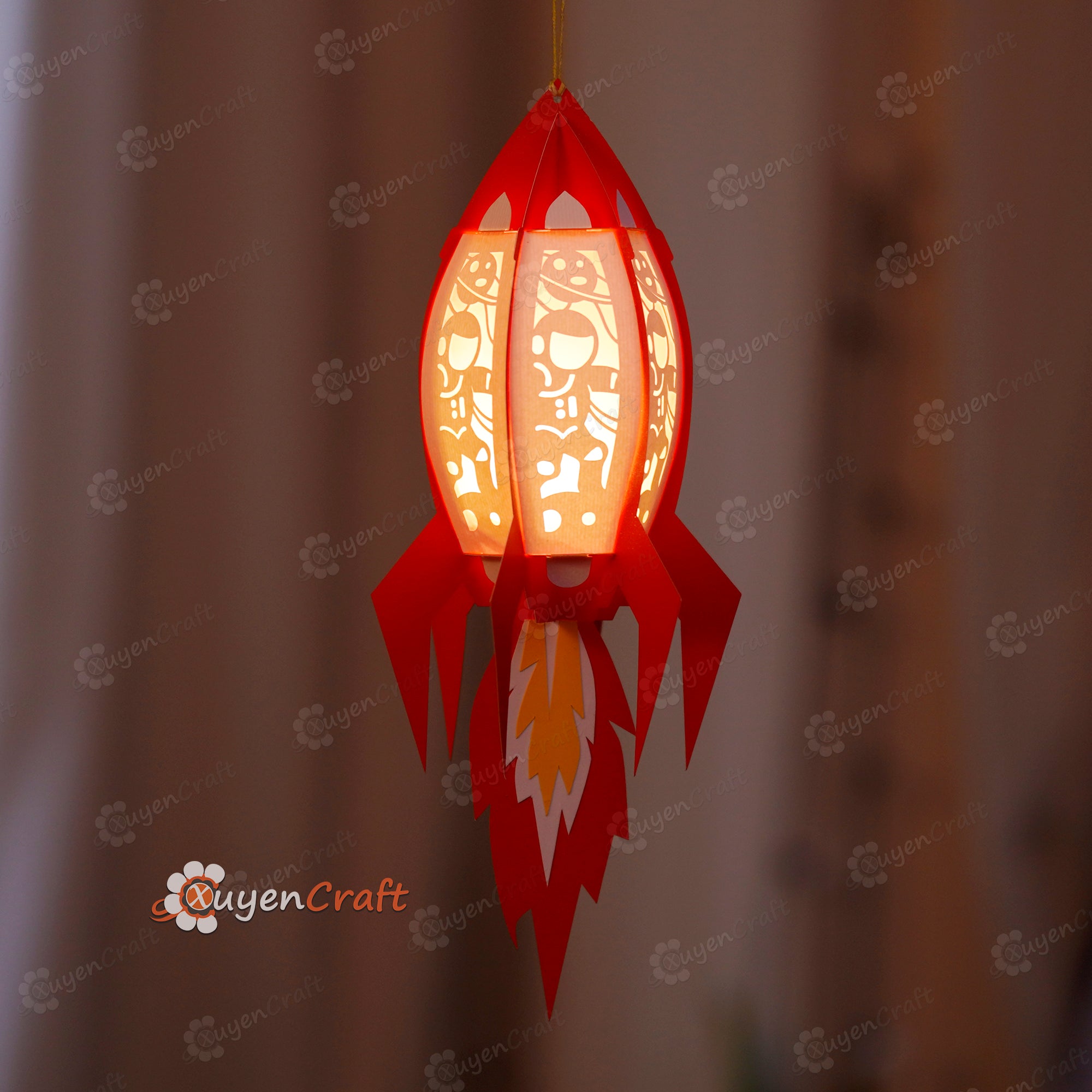 Rocket Lantern PDF, SVG, Studio Templates - DIY Spaceship Paper Lanter ...