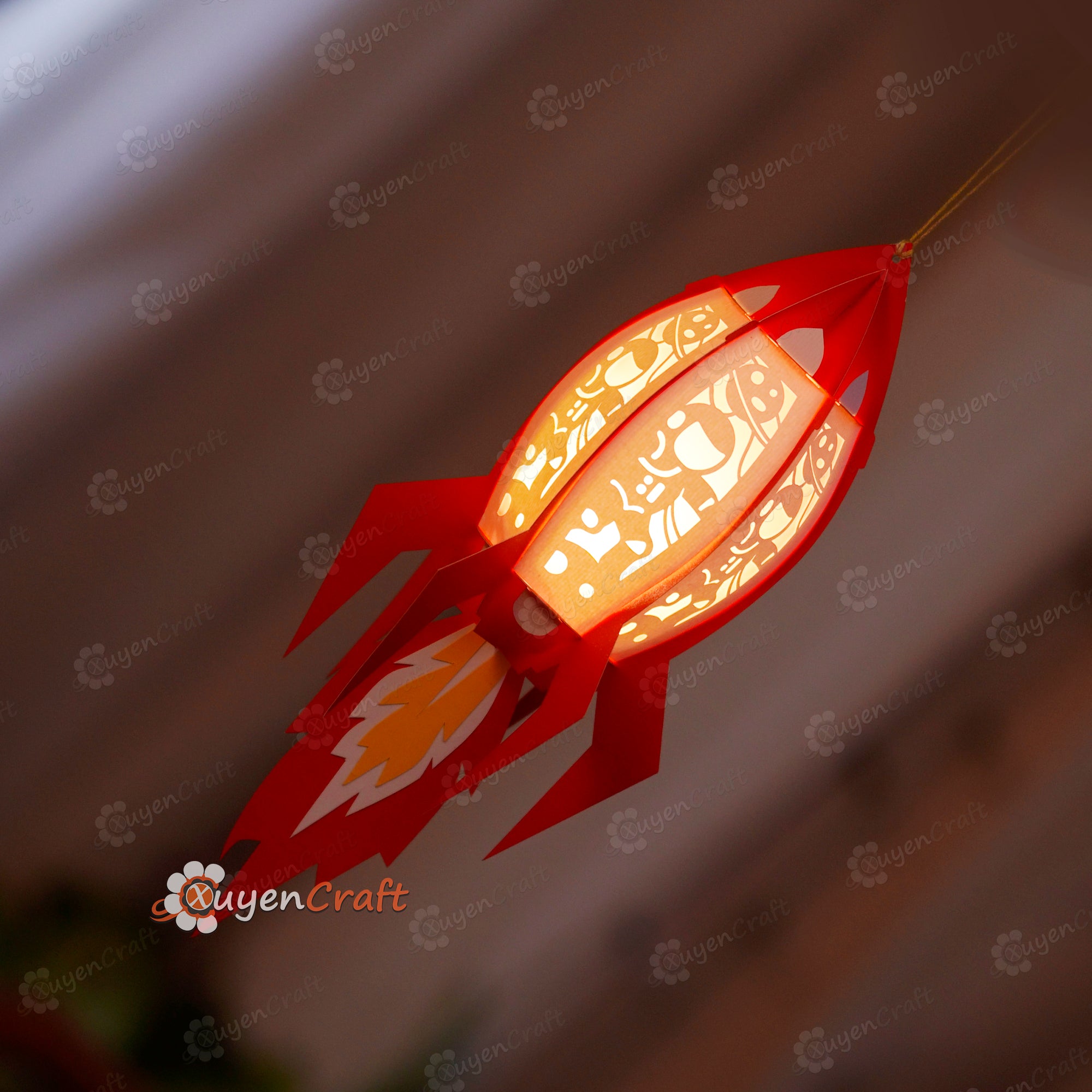 Rocket Lantern PDF, SVG, Studio Templates - DIY Spaceship Paper Lanter ...