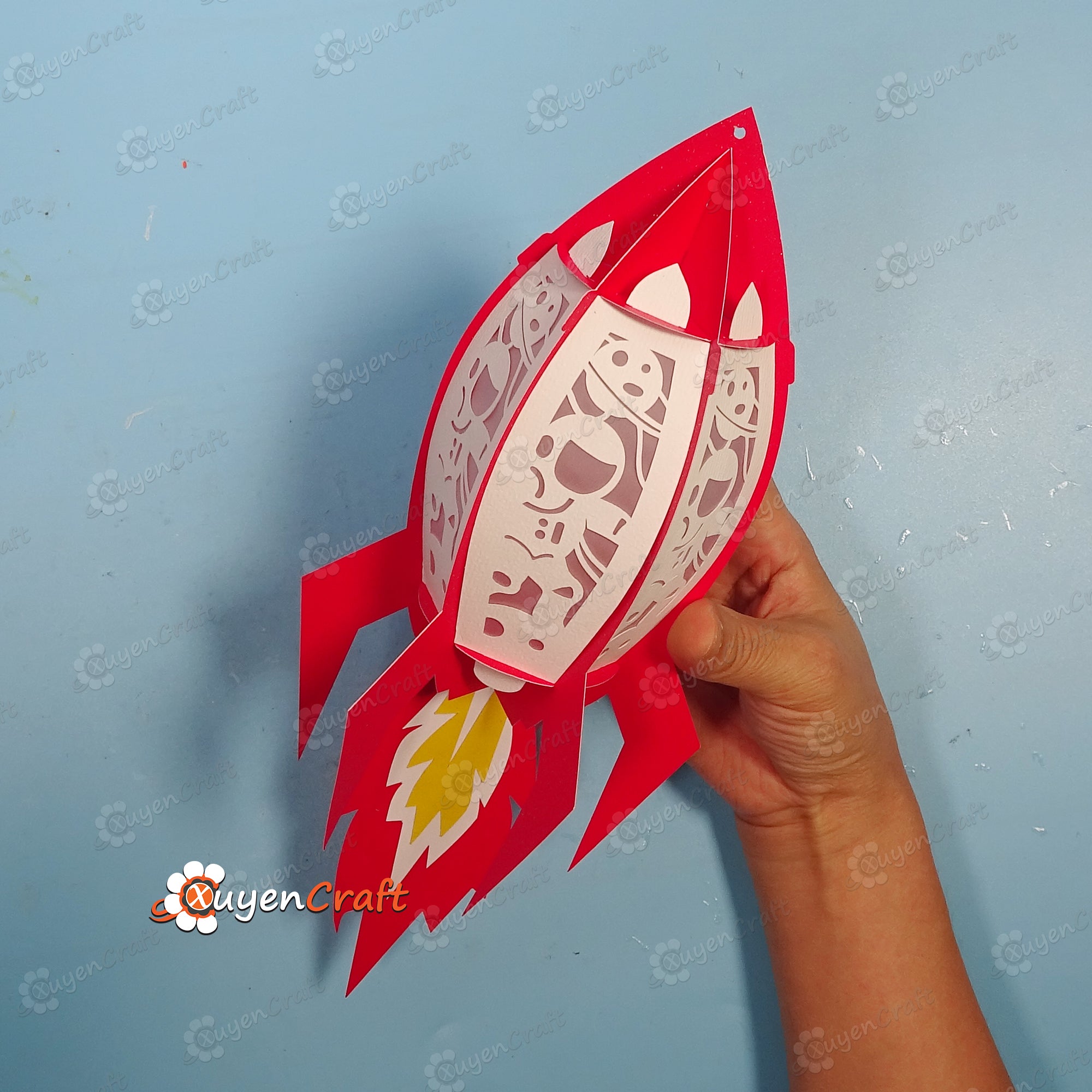 Rocket Lantern PDF, SVG, Studio Templates - DIY Spaceship Paper Lanter ...