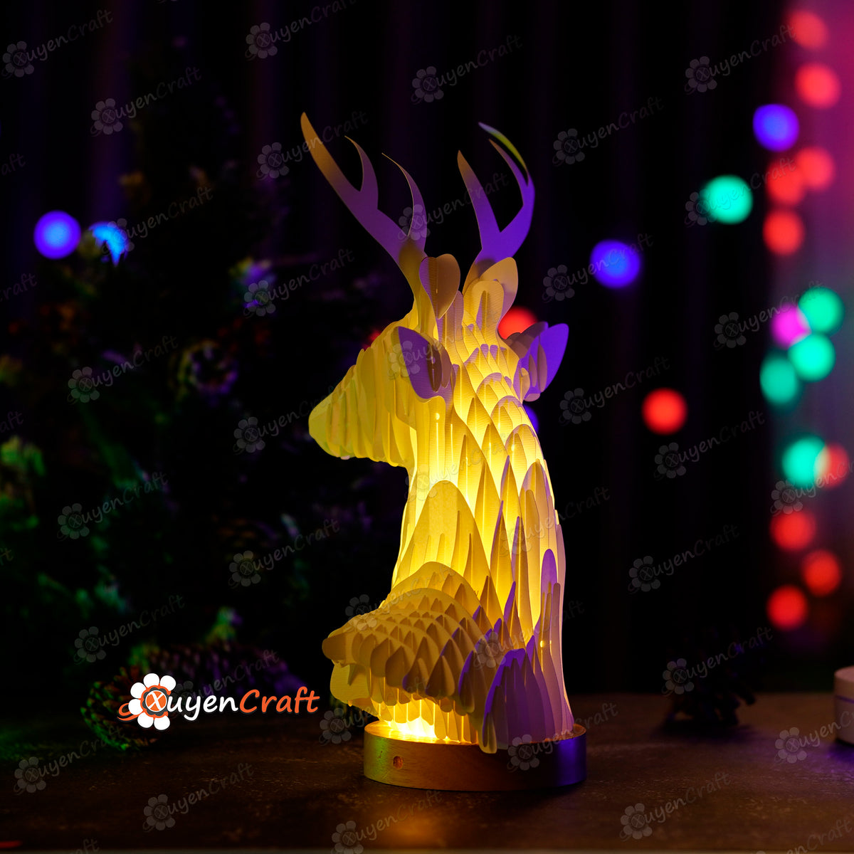 3D Reindeer Sliceform Pop Up SVG Template creating Deer Head Pop Up ...