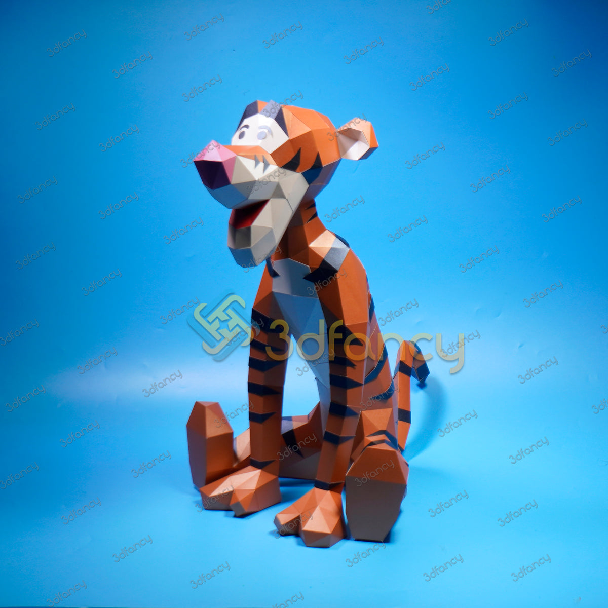 Low poly Tigger Sit 3D Papercraft PDF, SVG, Silhouette Studio Template ...