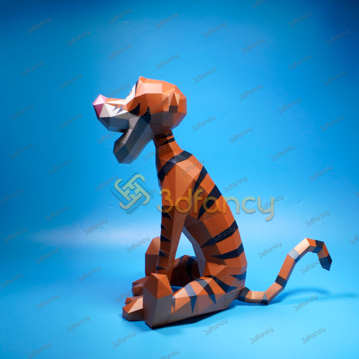 Low poly Tigger Sit 3D Papercraft PDF, SVG, Silhouette Studio Template ...