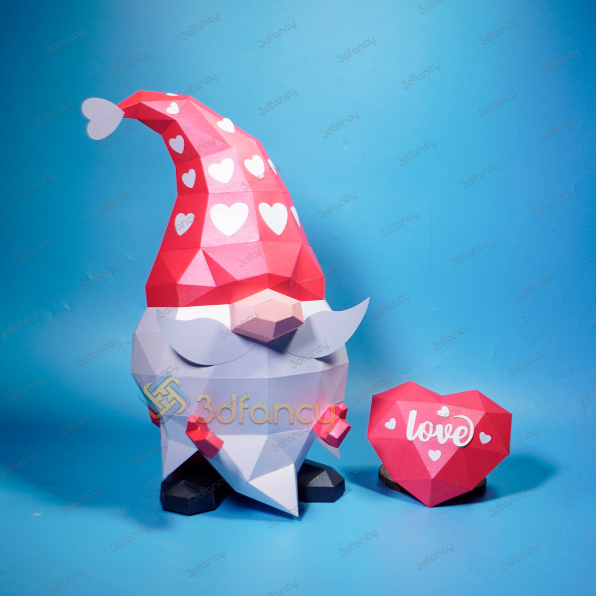 Valentines Gnome Papercraft PDF for Printer, SVG for Cricut Projects ...