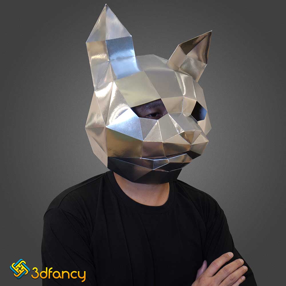 Free Cat Mask Papercraft PDF, SVG Template – 3dfancy
