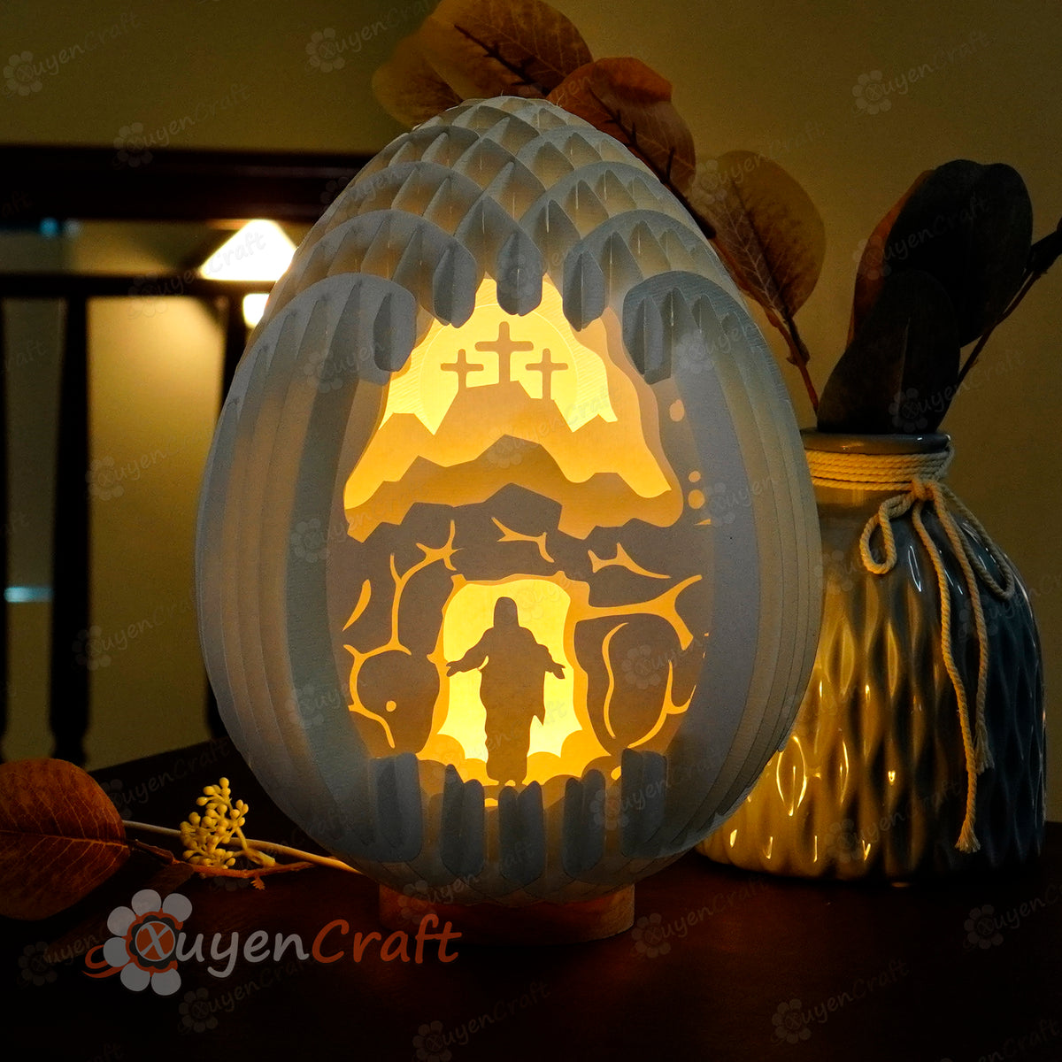 Easter Jesus Christ Is Risen 3D Easter Egg SVG Template creating 3D Po ...