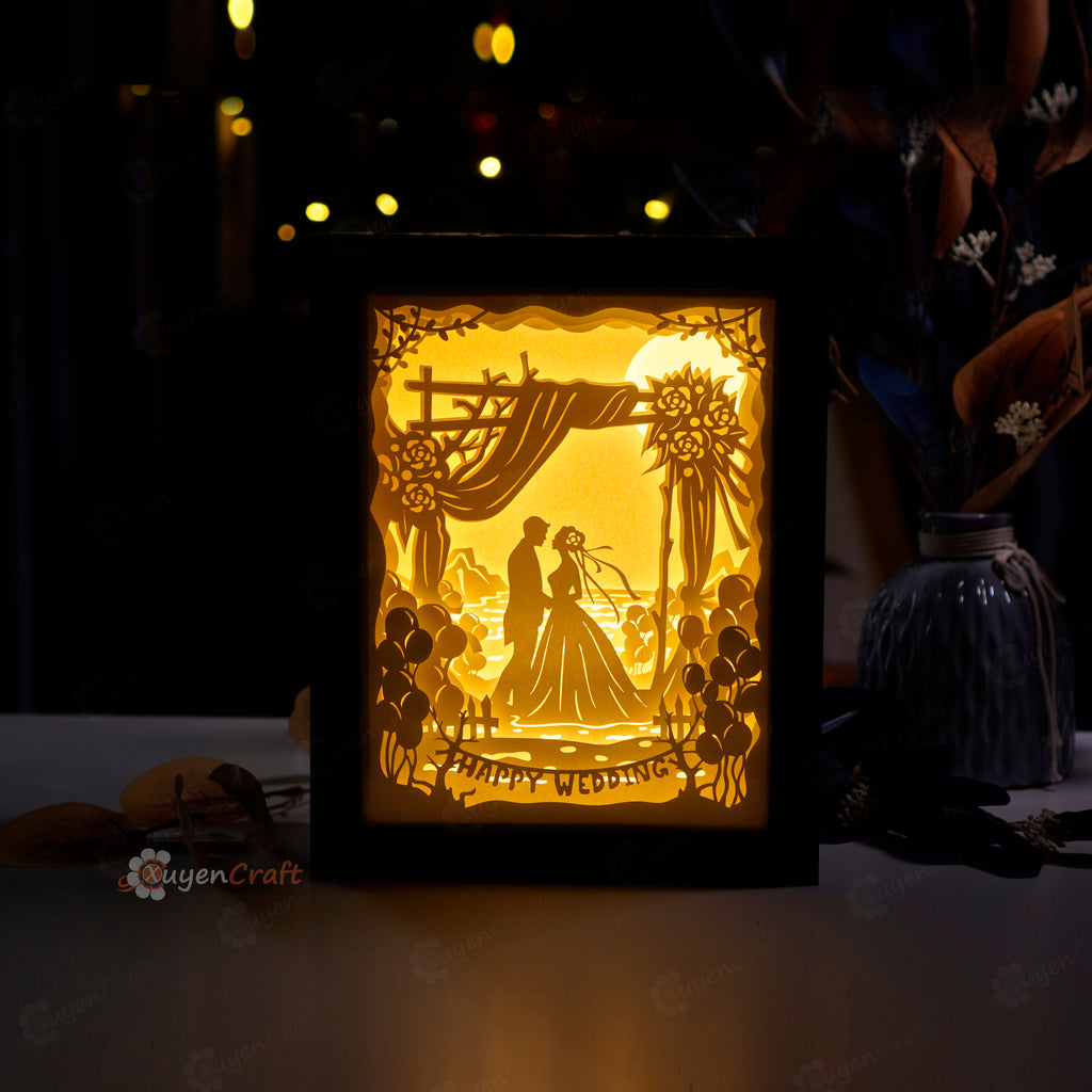 Wedding Paper Cuts, Bride and Groom Lightbox SVG Files for Cricut and ...