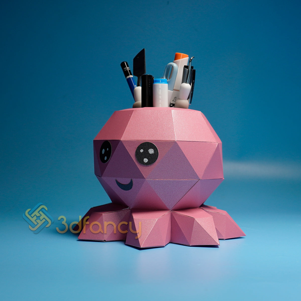 Octopus Pen Holder Papercraft, Free PDF SVG Template for Cricut, Cameo ...