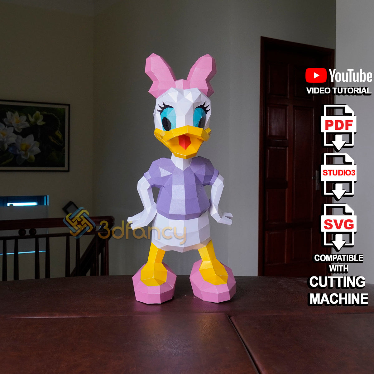Daisy Duck Papercraft PDF, SVG Template – 3dfancy