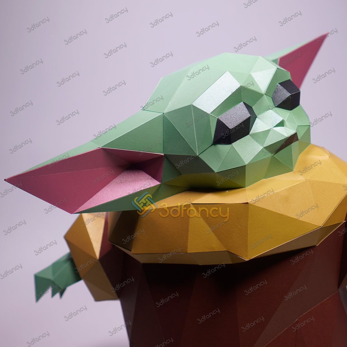 Low poly Baby Yoda 3D Papercraft PDF, SVG Template, Silhouette Studio ...