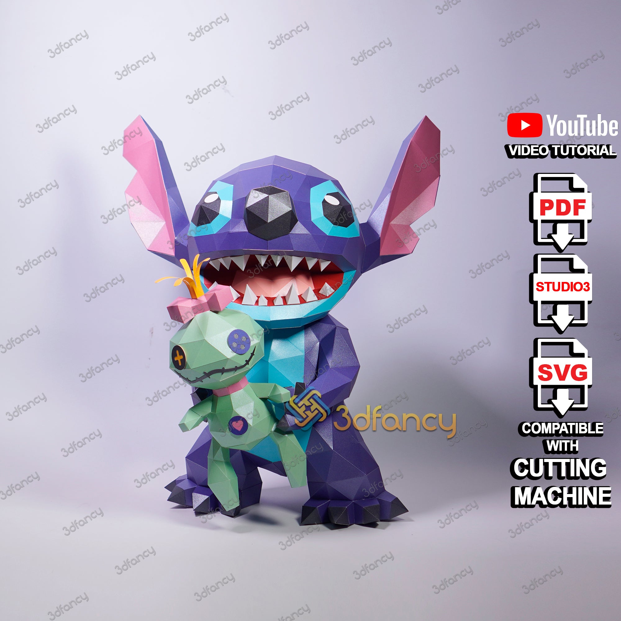 Stitch Scrump Doll 3D Papercraft PDF, SVG Templates – 3dfancy