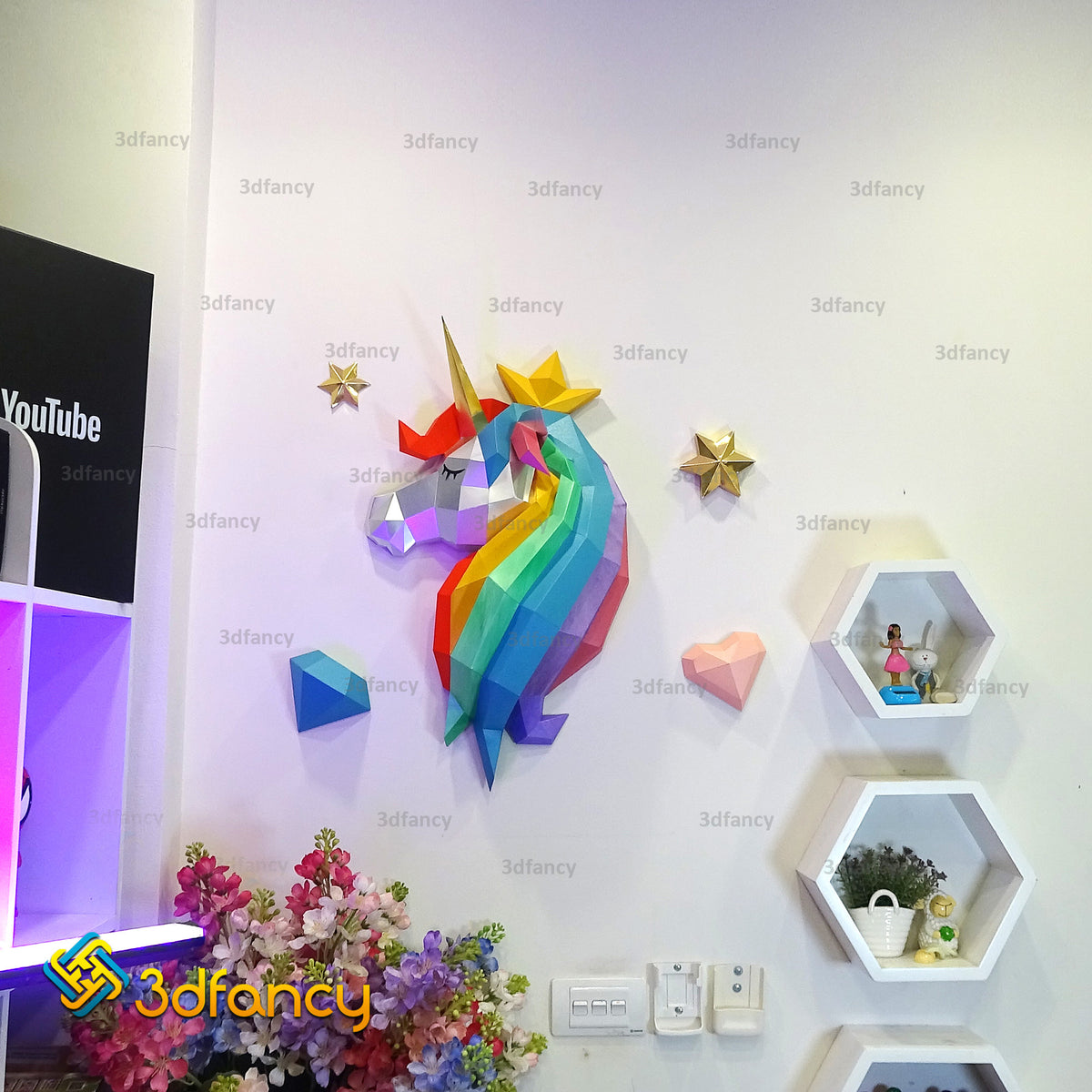 Rainbow Unicorn Papercraft PDF, SVG Template Compatible with Cricut, C ...